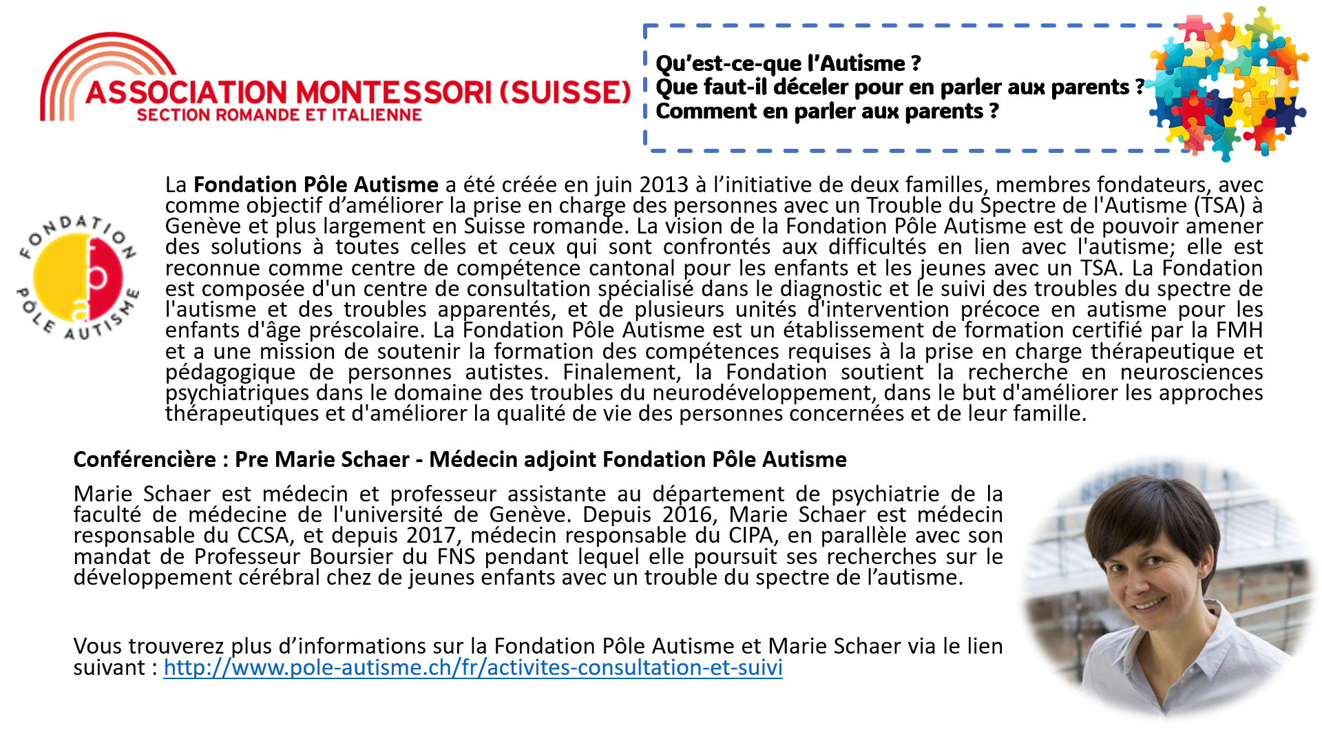 7/11/2023 - Conférence : Qu'est-ce-que l'Autisme ? Présentée par La ...